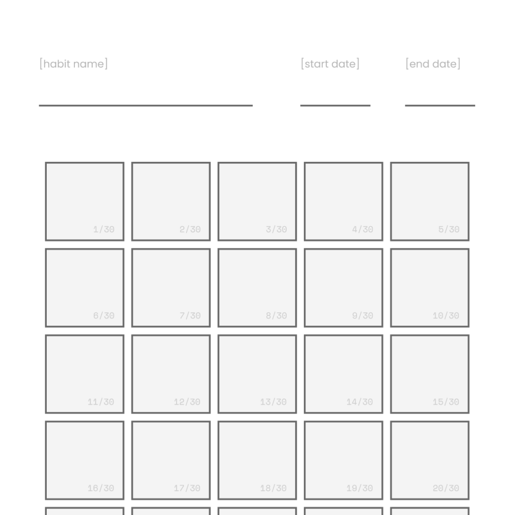 [FREE] A4 Printable Habit Tracker – 30 Days – Printable Tracker
